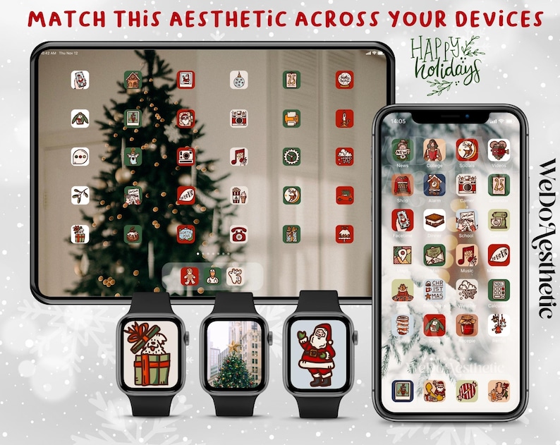 Christmas MAIN PACK - Hand Drawn IOS18 App Icons Bundle, IOS14 App ...