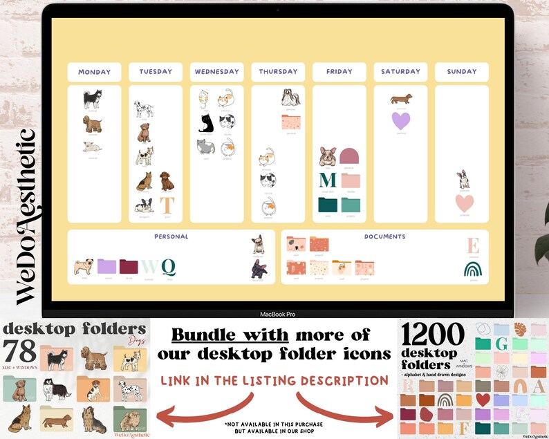 EDITABLE Desktop Organizer Wallpaper Folder Icons Yellow - Etsy