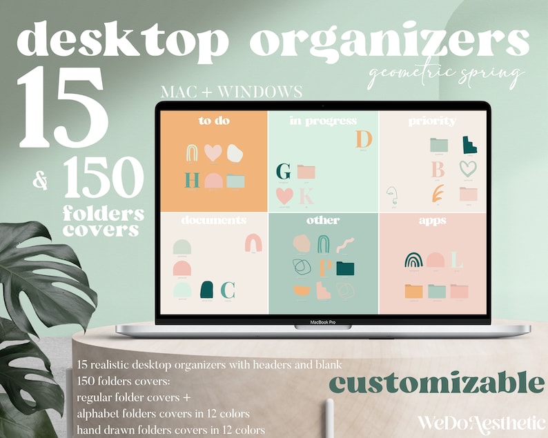 Desktop Wallpaper Organizer, MacBook Folder Icons, Mac Natural Beige ...