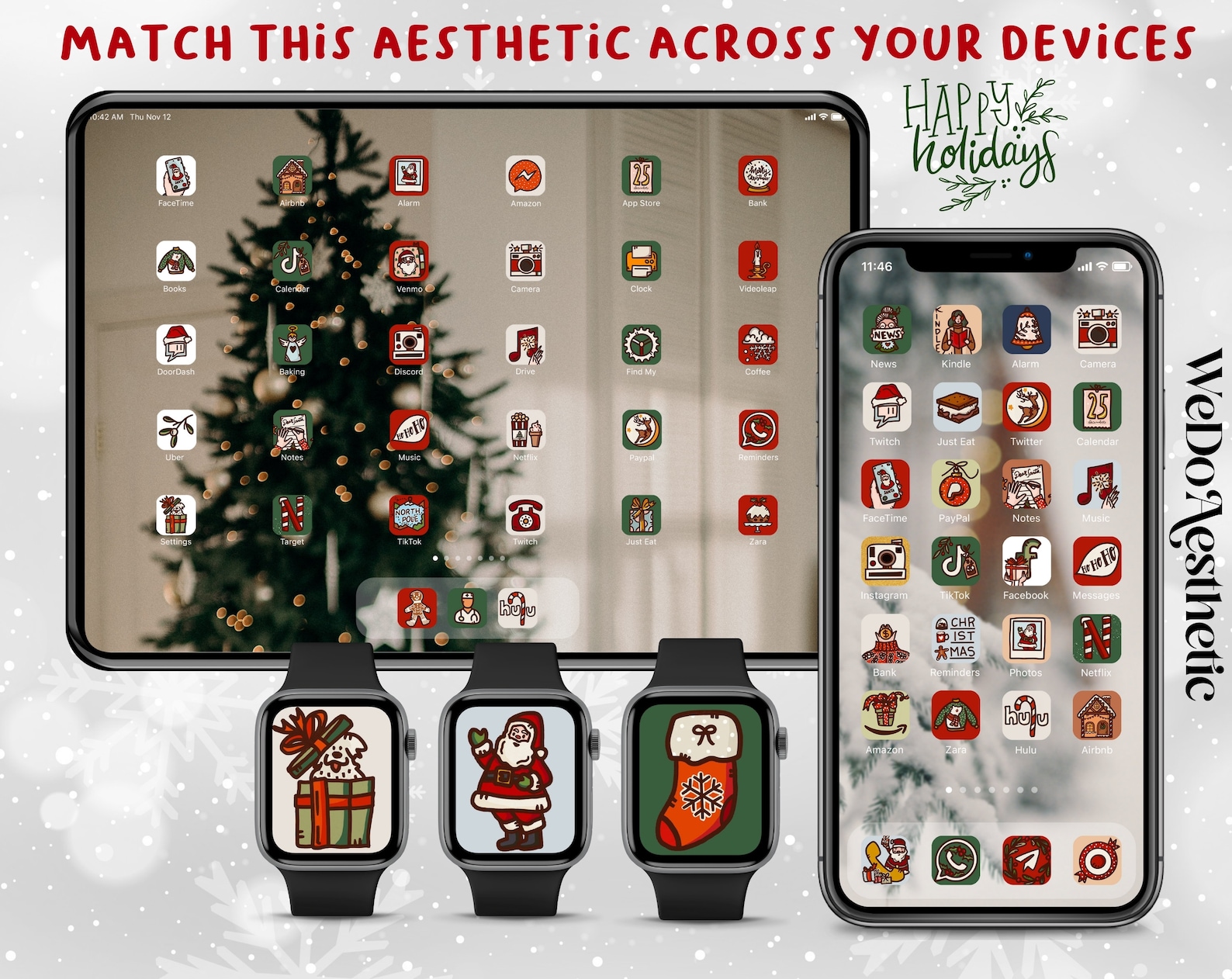 Christmas MAIN PACK Hand Drawn IOS14 App Icons Bundle IOS16 - Etsy