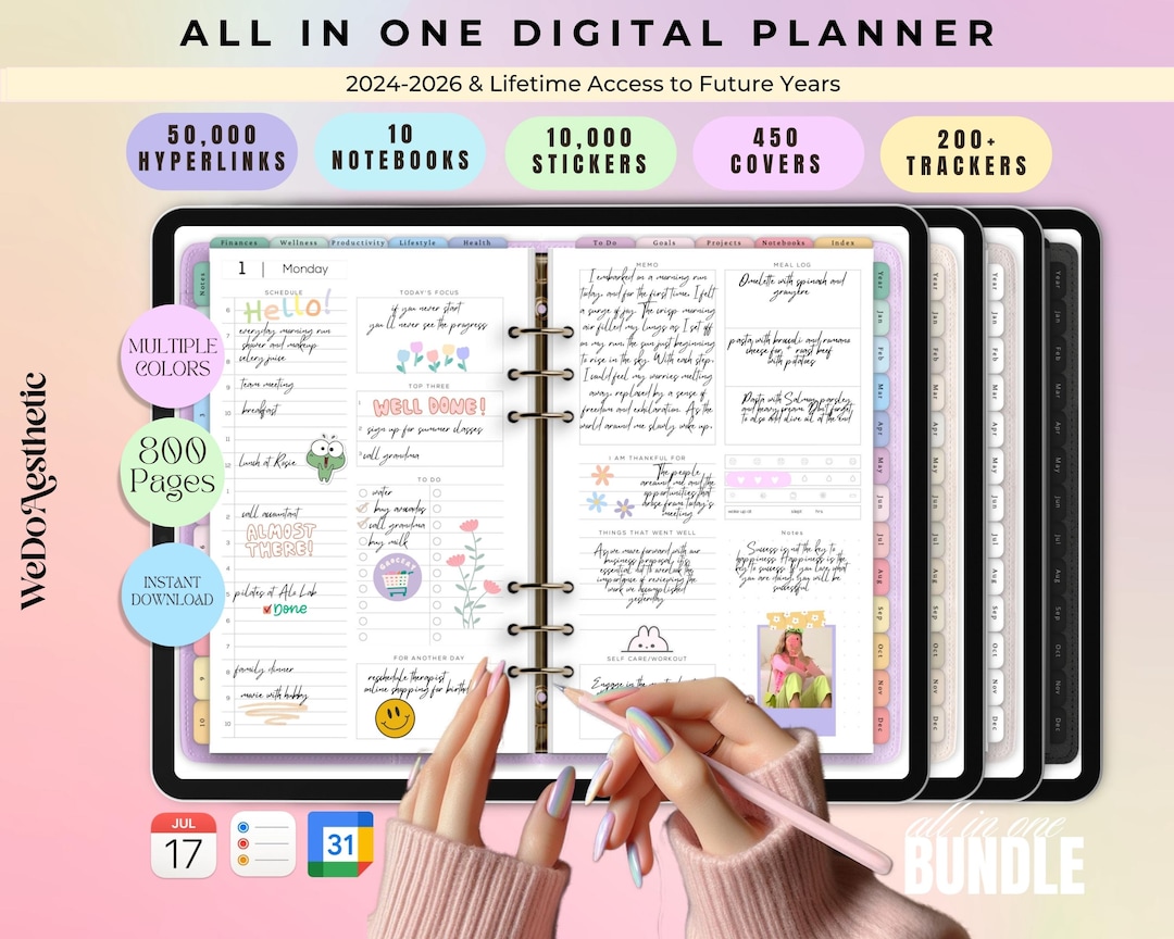 2025-2027 All-in-one Dated Digital Planner, Budget, Fitness, Notebook ...