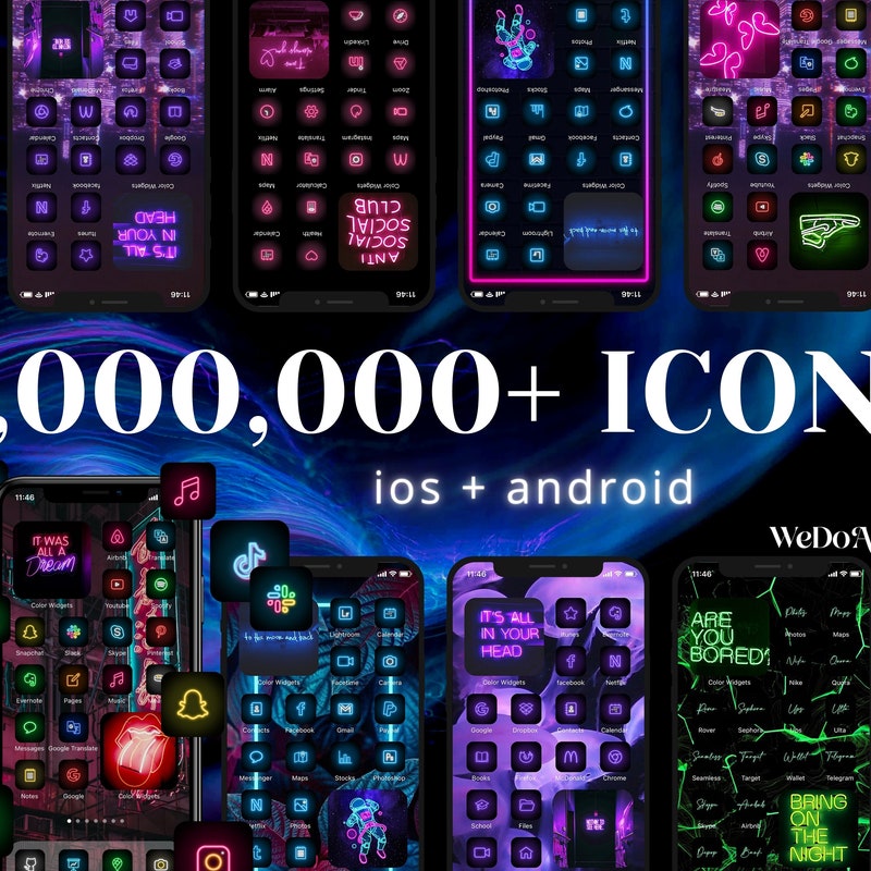 Neon App Icons - Etsy