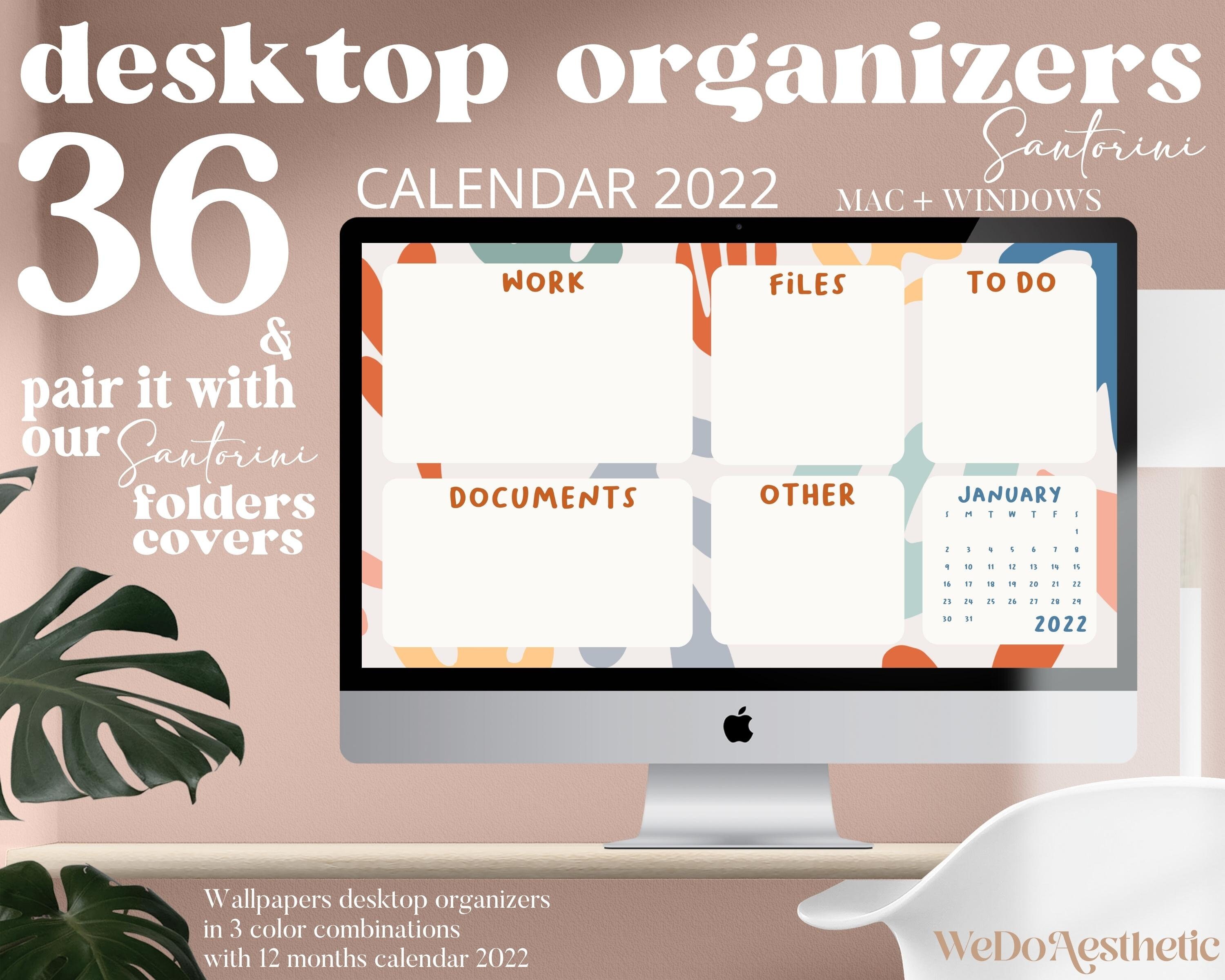 CALENDAR 2022 Desktop Wallpaper Desktop Wallpaper Organizer | Etsy