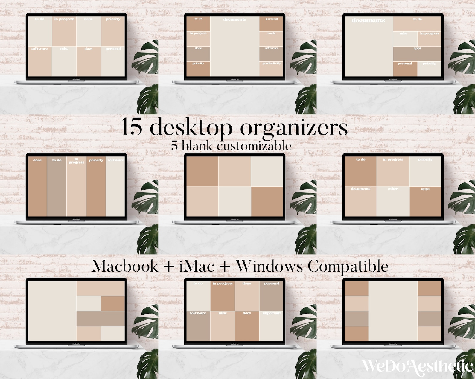 Desktop Wallpaper Organizer, MacBook Folder Icons, Mac Natural Beige ...