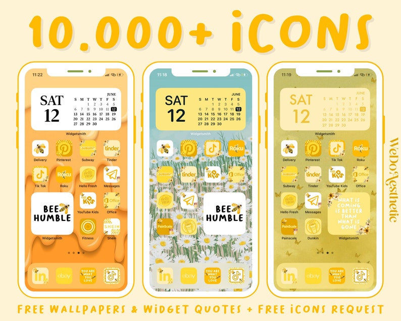 IOS14 App Icons Yellow Aesthetic App Covers Yellow Icon | Etsy