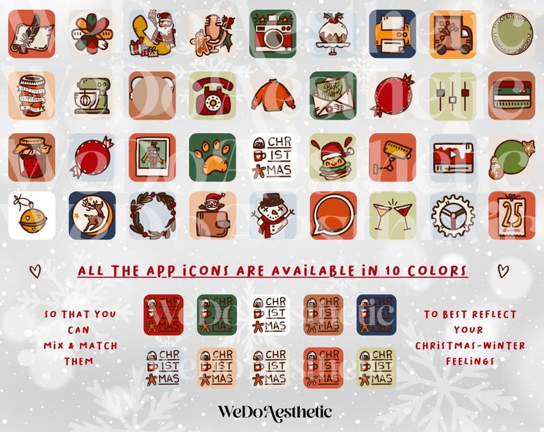 Christmas MAIN PACK - Hand Drawn IOS18 App Icons Bundle, IOS14 App ...