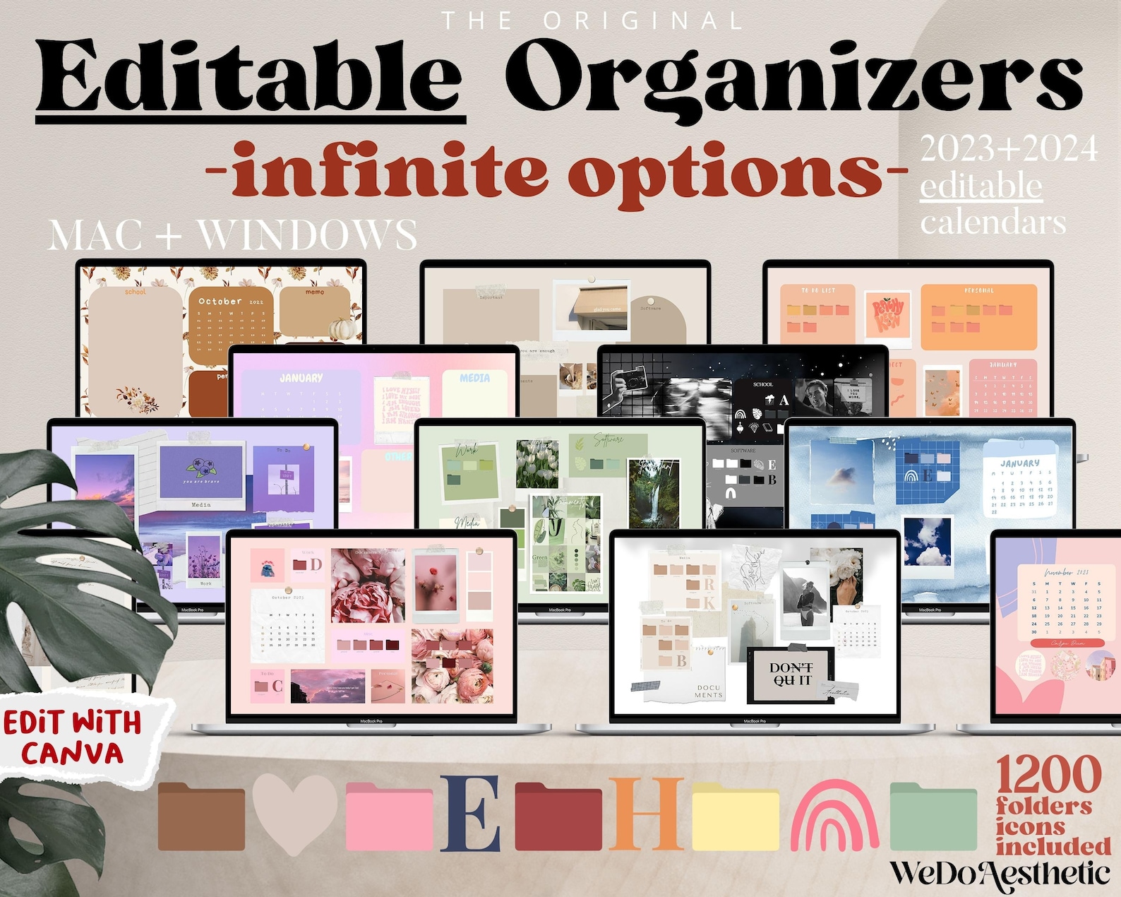 EDITABLE Desktop Wallpaper Organizers Folder Icons Mega - Etsy