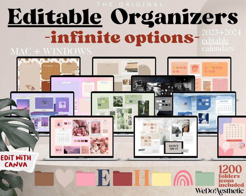 EDITABLE Desktop Wallpaper Organizers Folder Icons Mega - Etsy