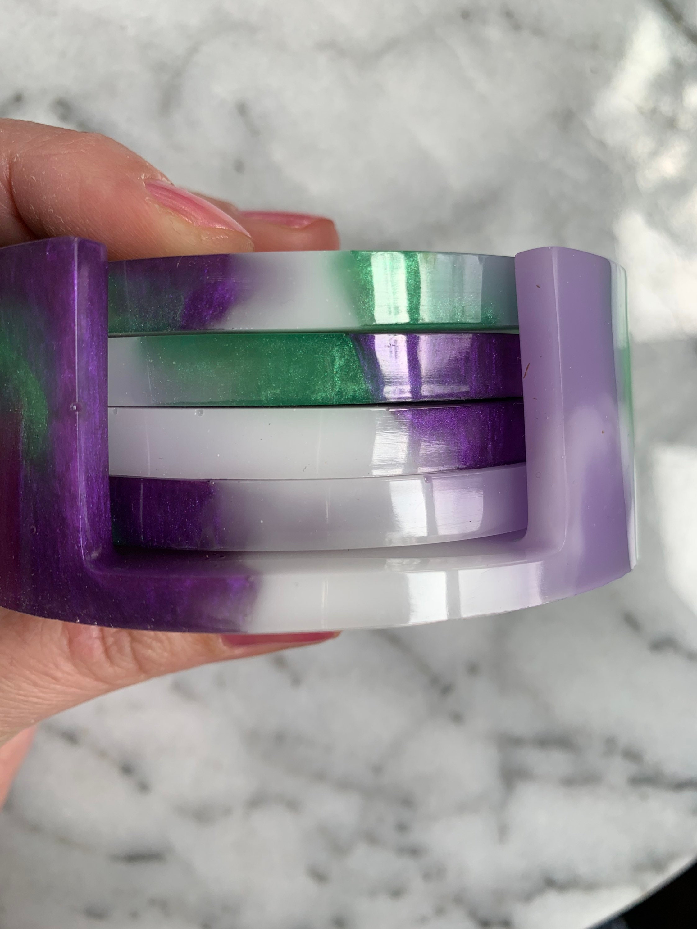 Handmade Resin Coaster Set with Holder - Etsy.de