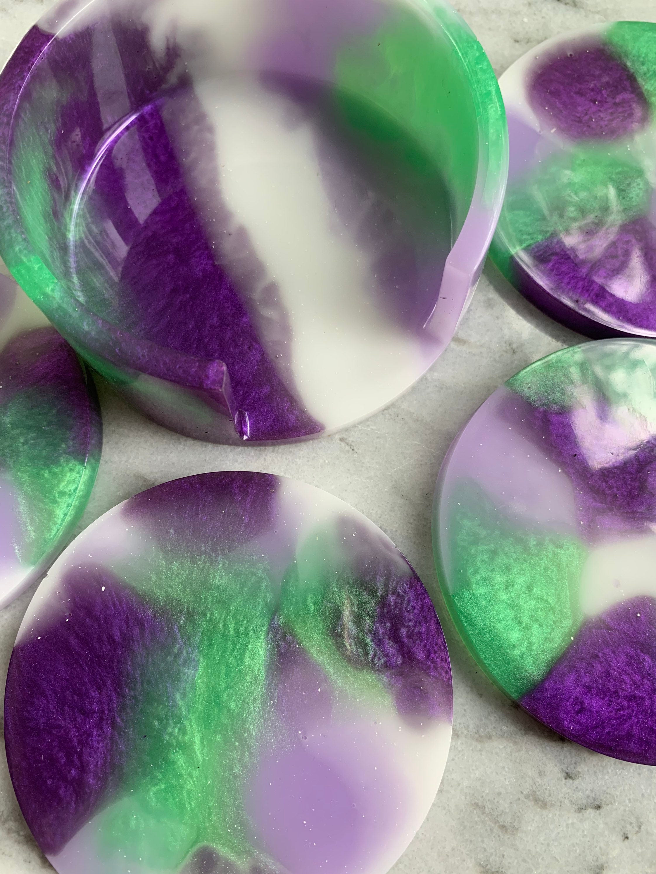 Drinkware Coasters With Holder Handmade Epoxy Resin Coaster Set Home ...