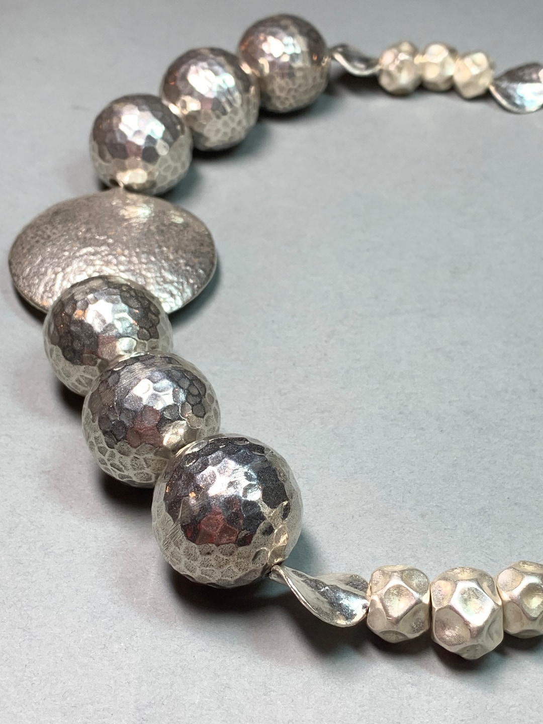 Large Silver Bead Necklace Silver Statement for Women Round - Etsy