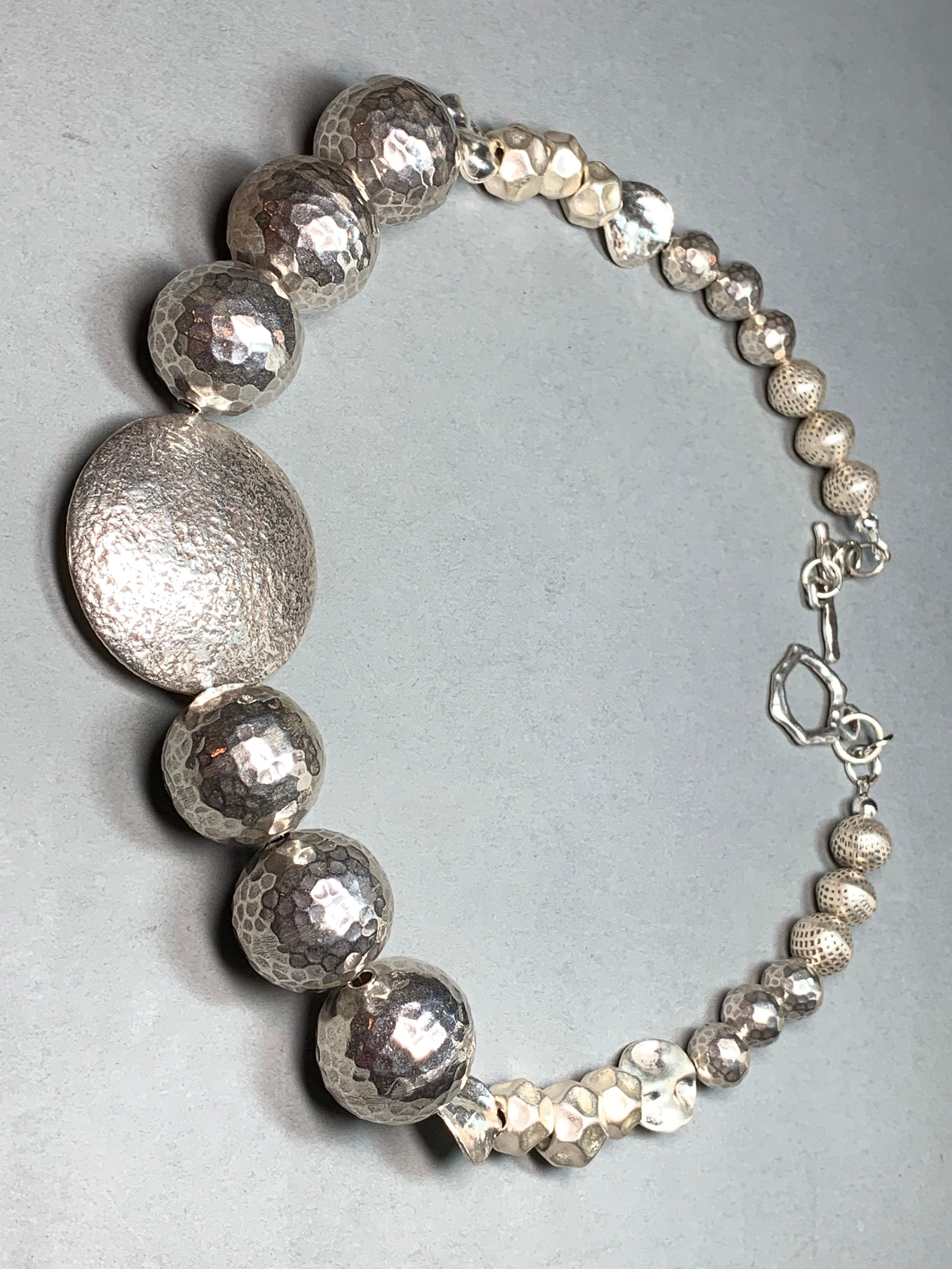 Large Silver Bead Necklace Silver Statement for Women Round - Etsy