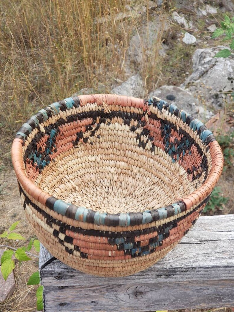 African Coil Basket. Hausa Tribe Nigeria. 6x9.5in Woven Grass Bowl ...