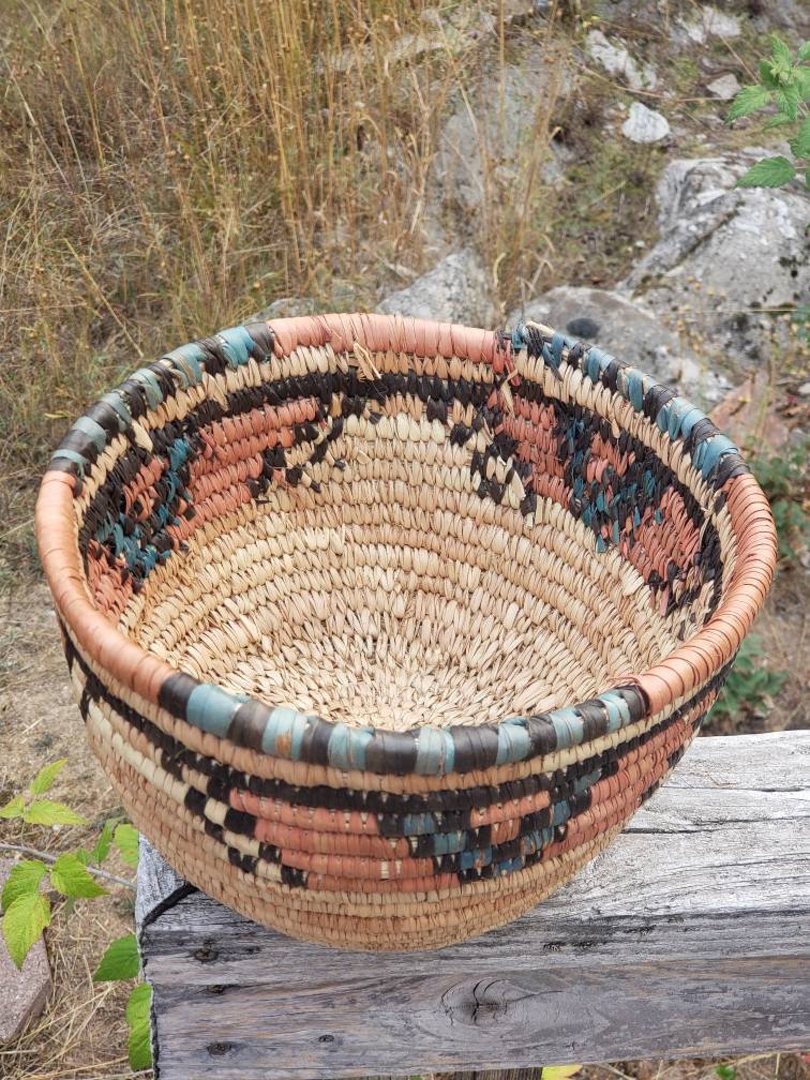 African Coil Basket. Hausa Tribe Nigeria. 6x9.5in Woven Grass Bowl ...