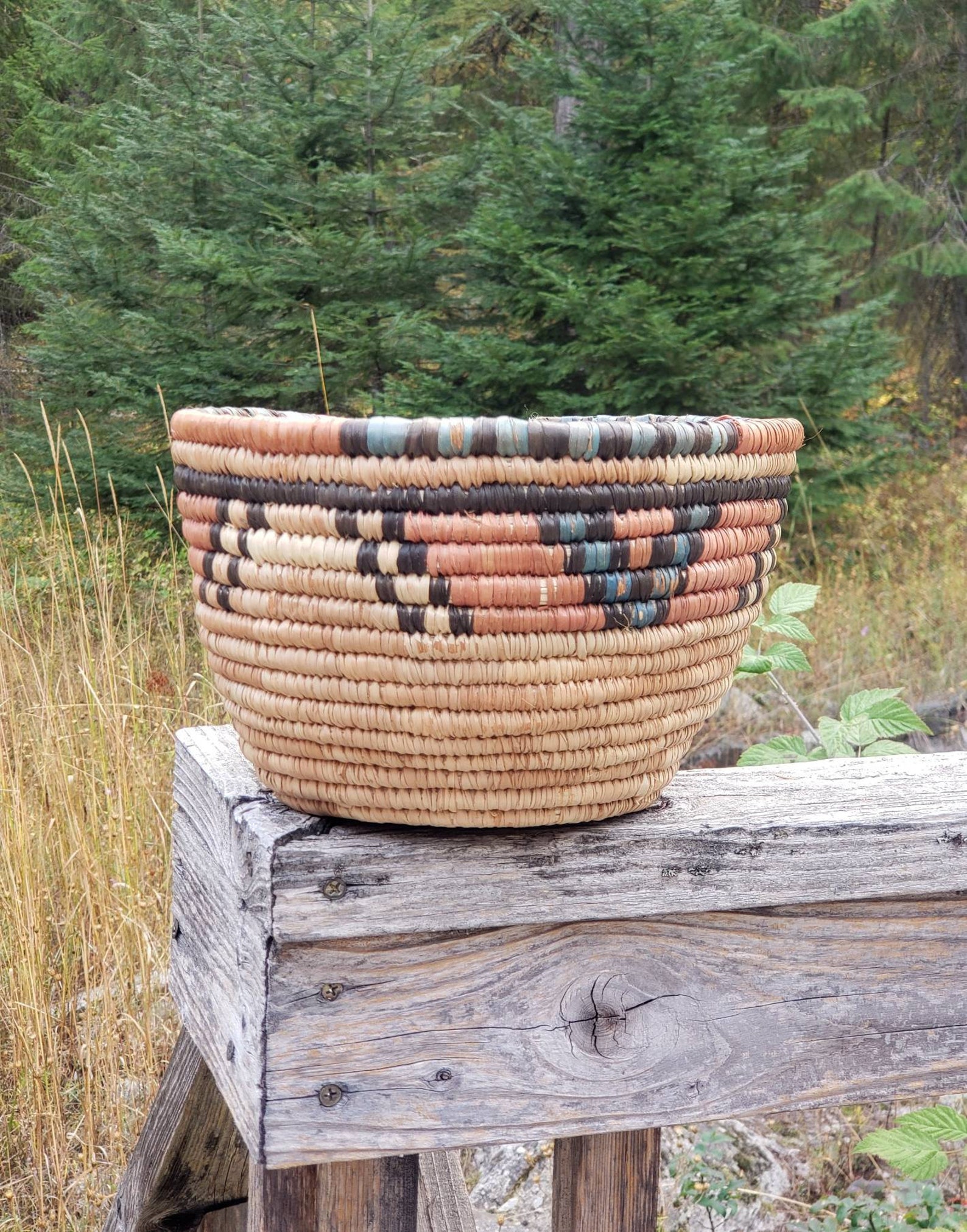 African Coil Basket. Hausa Tribe Nigeria. 6x9.5in Woven Grass Bowl ...