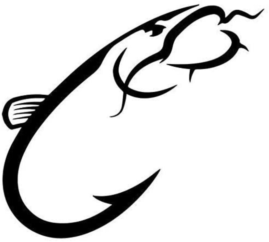Catfish Hook Bait Fishing - Decal Sticker Graphic -auto Wall, Laptop ...
