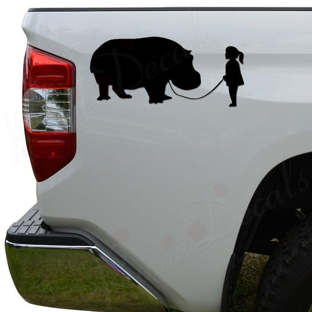 Girl Walking Hippo Hippopotamus Die Cut Vinyl Decal Sticker for Car ...