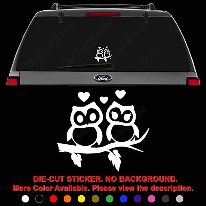 Couple Owls Heart Love Die Cut Vinyl Decal Sticker for Car Truck ...