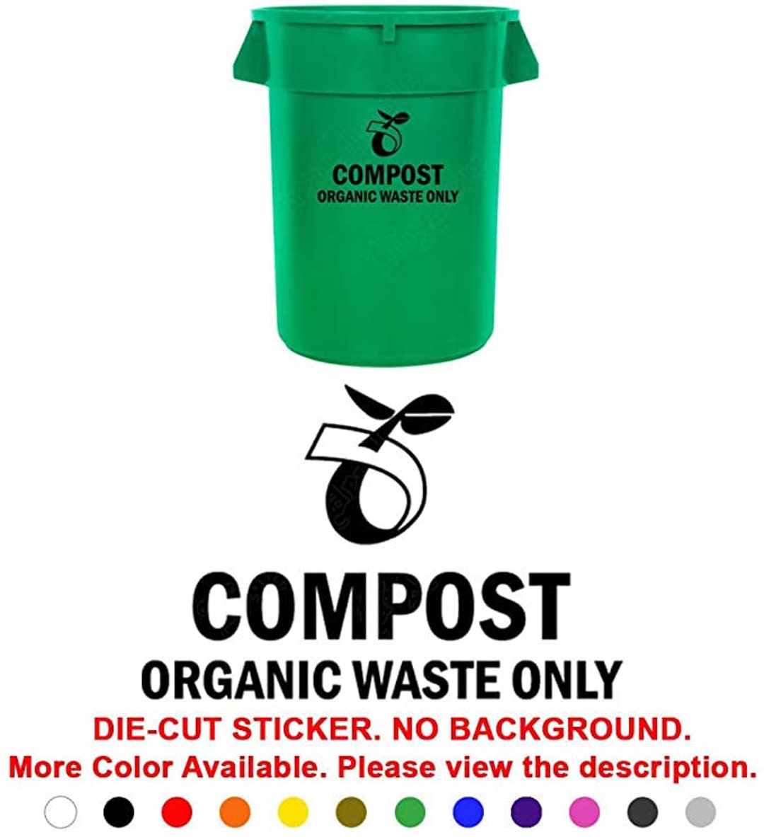Compost Organic Waste Only Recycle Trash Decal Sticker for Trash Can ...