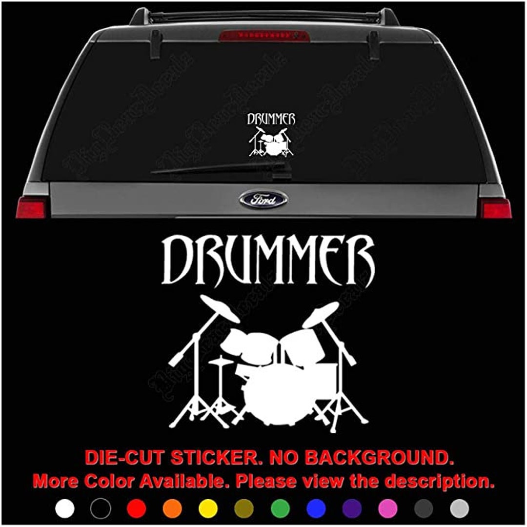 Drummer Drums Music Die Cut Vinyl Decal Sticker for Car Truck ...
