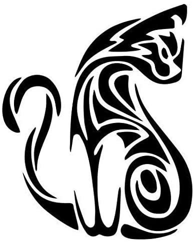 Tribal Cat Sitting Animal - Sticker Graphic - Auto, Wall, Laptop, Cell ...