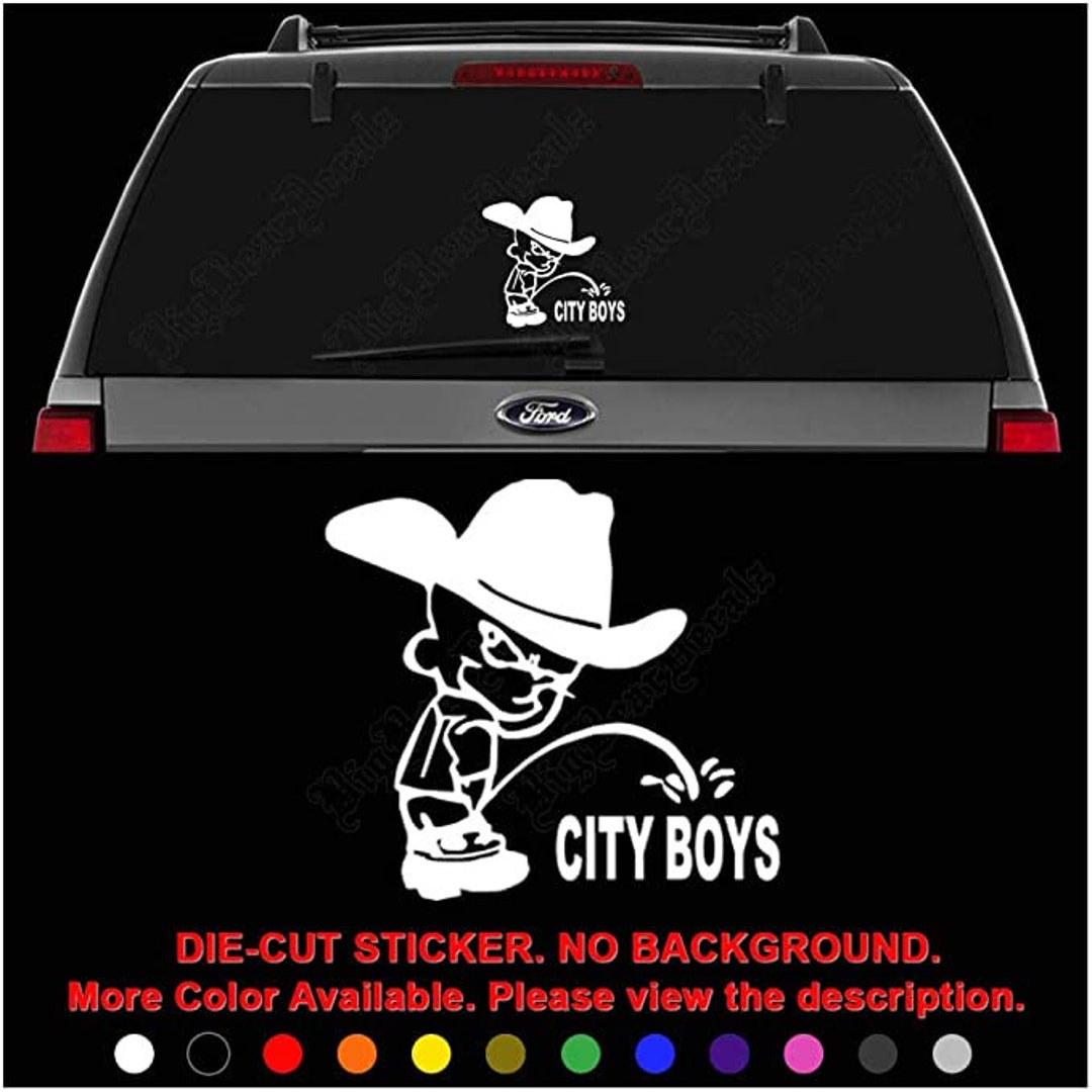 Cowboy Pee Piss on City Boys Die Cut Vinyl Decal Sticker for Car Truck ...