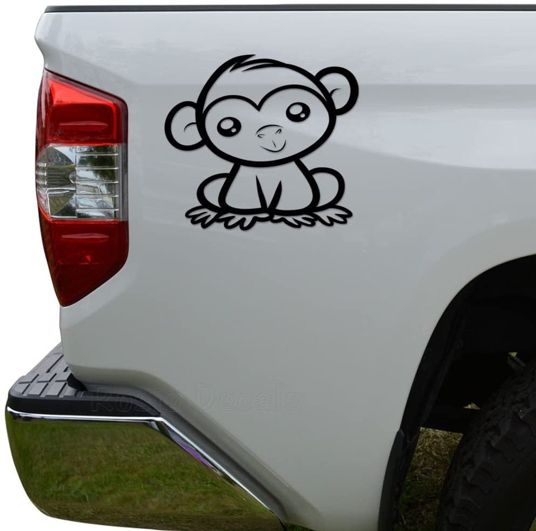 Cute Little Monkey Die Cut Vinyl Decal Sticker for Car Truck Motorcycle ...