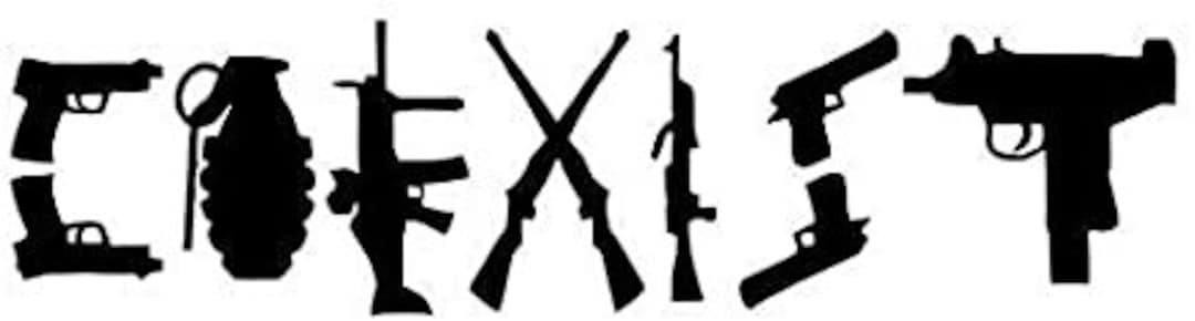 Coexist Gun Weapon - Sticker Graphic - Auto, Wall, Laptop, Cell, Truck ...