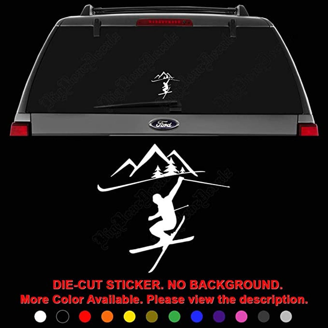 Skiing Mountain Skis Die Cut Vinyl Decal Sticker for Car Truck ...