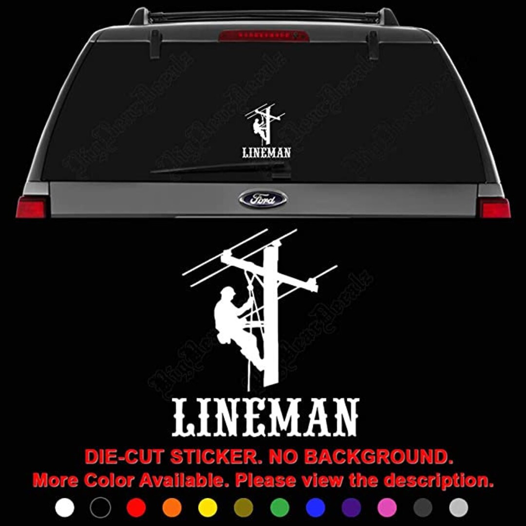 Made in USA - Lineman Electrician Pole Die Cut Vinyl Decal Sticker for ...