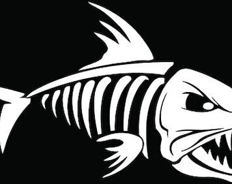 Skeleton Fish Sticker | Etsy