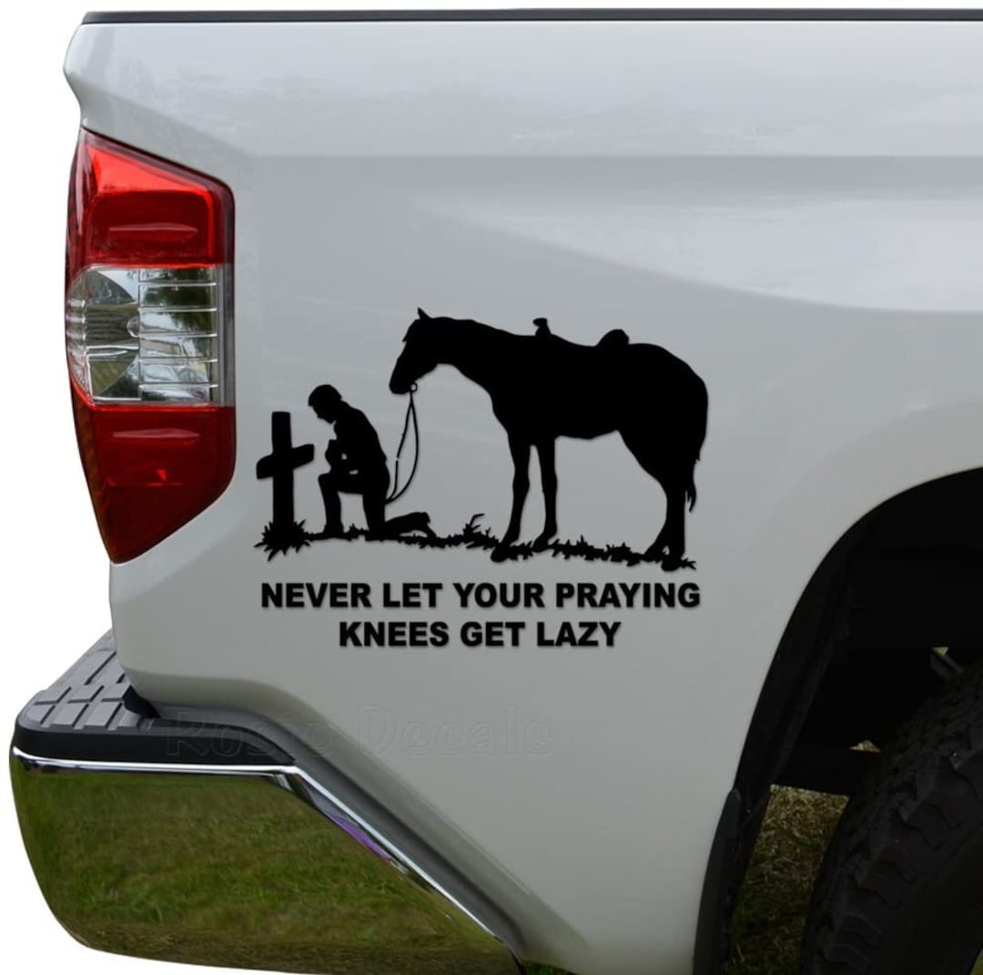 Cowboy Horse Praying Cross Christian Die Cut Vinyl Decal Sticker for ...