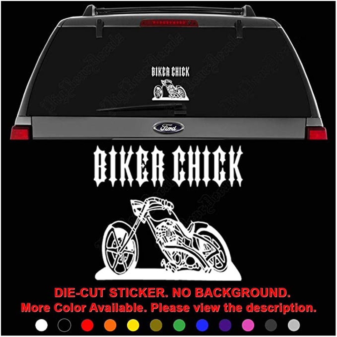 Biker Chick Chopper Motorcycle Die Cut Vinyl Decal Sticker for Car ...