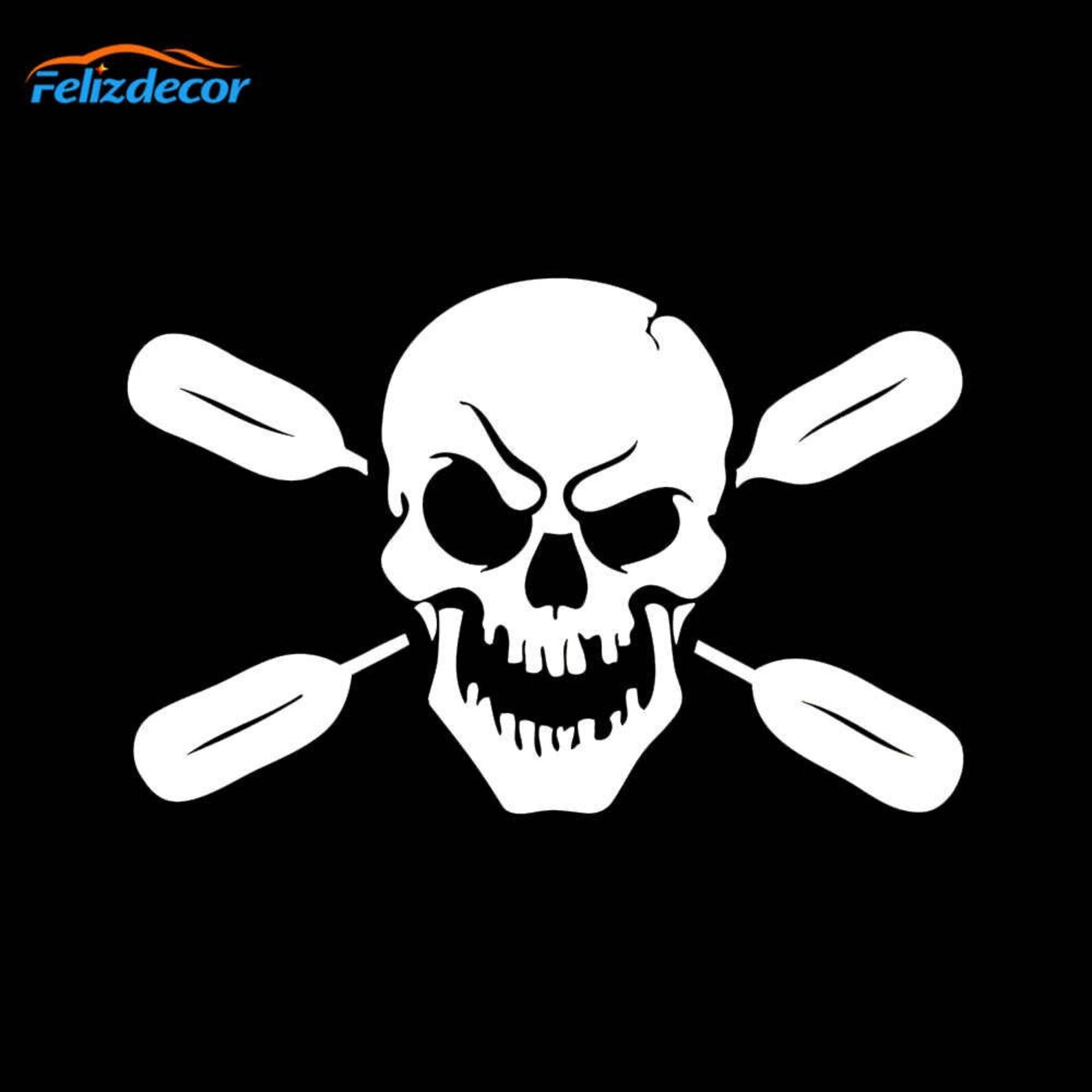 Skull Oars Kayak Canoe Paddles Pirates - Sticker Graphic - Auto, Wall ...