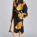 Women's Kimono Robe Gold Ginkgo Leaf Printed Satin Robe Dressing Gown ...