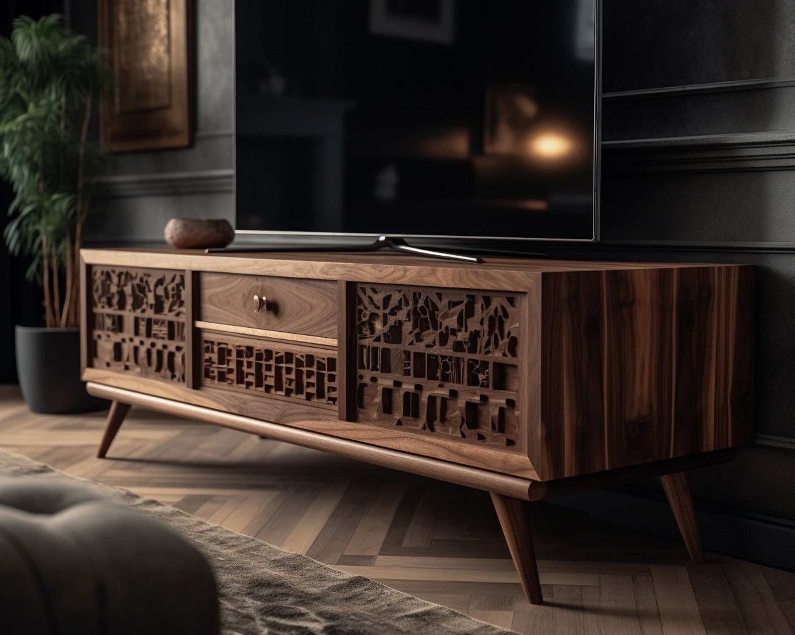 Premium TV Console, Handmade Wooden Console, Handcrafted Wooden TV ...