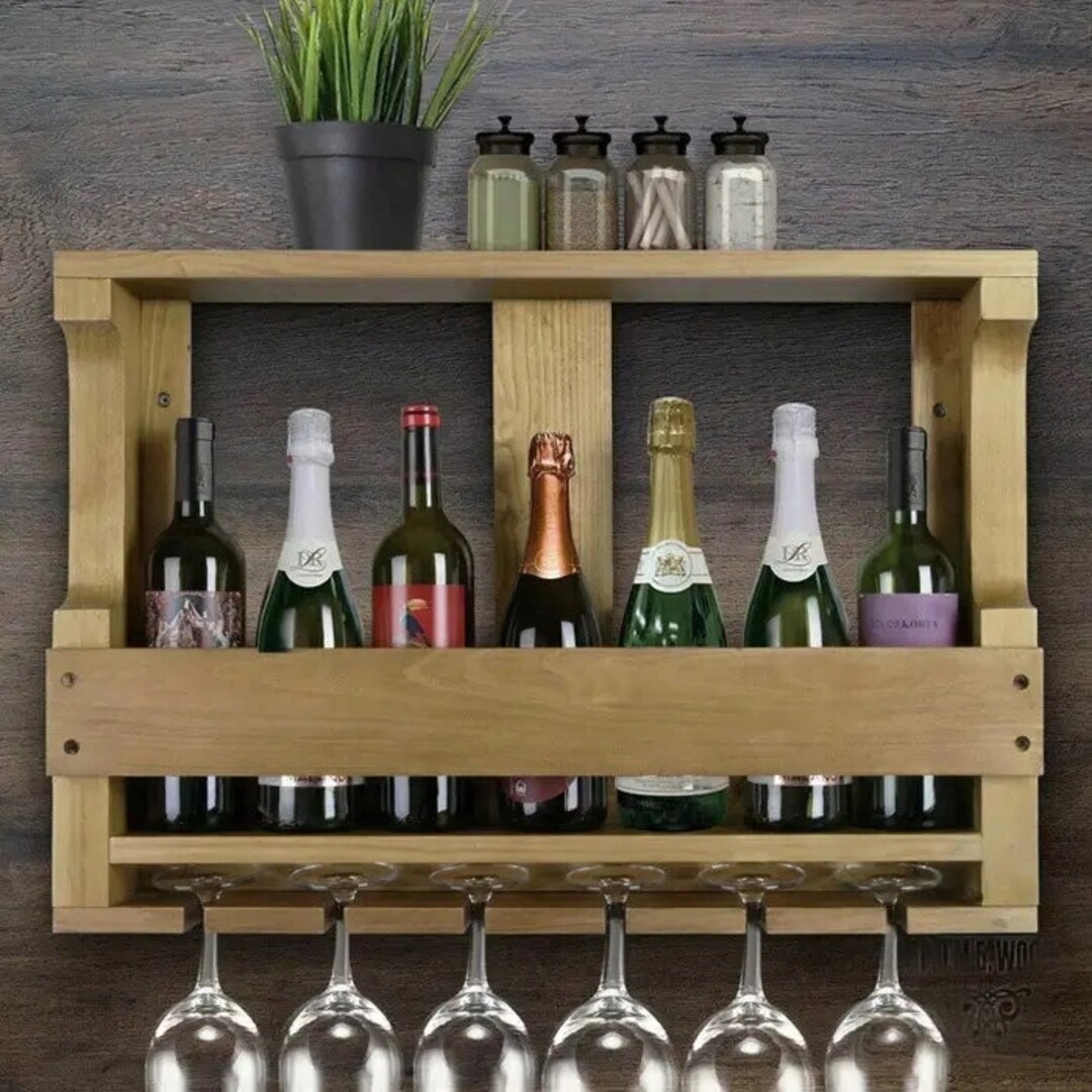 Wooden Wine Rack, Wall Mounted Wine Holder, Wine Rack Countertop, Wine ...