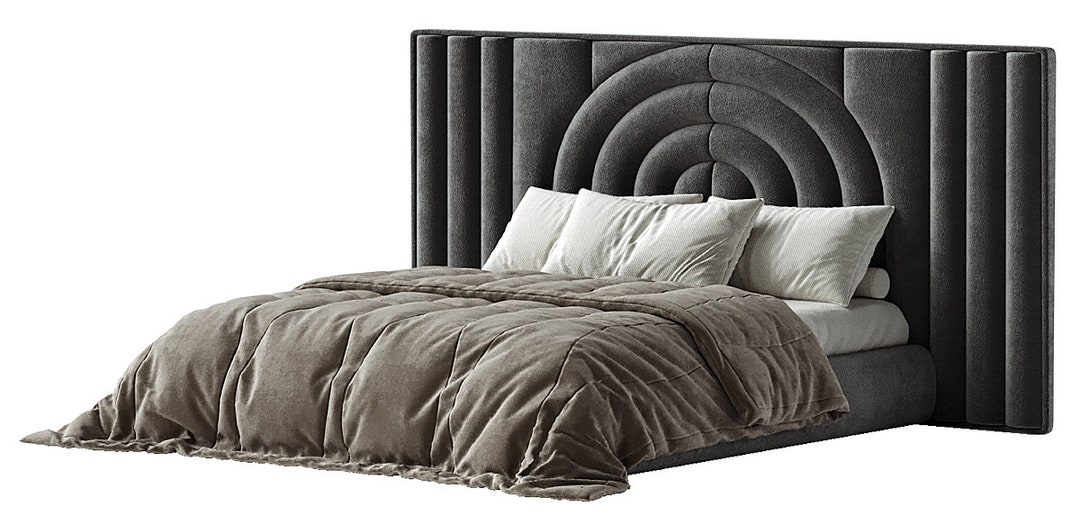 Comfortable Bed Frame, Platform Bed Frame, Wooden Large Bed With a Soft ...