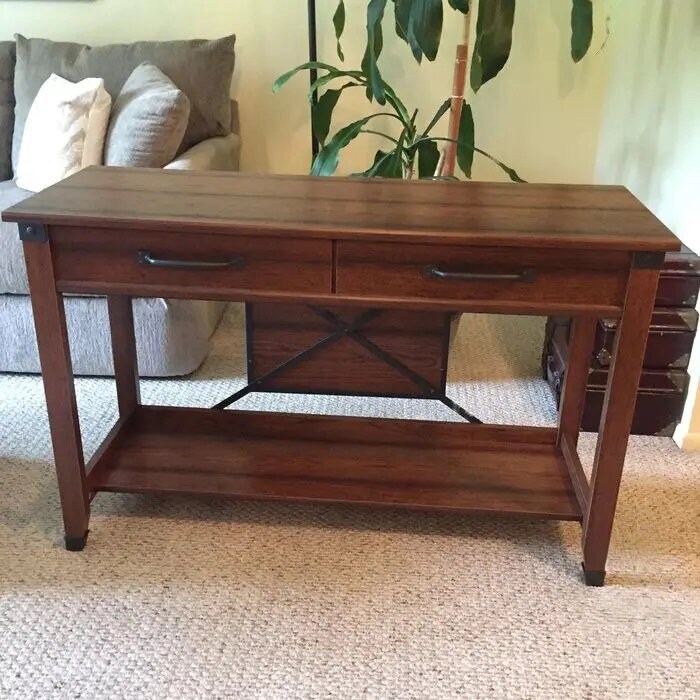 Console Table With 2 Drawers and 4 Legs, Wooden Console Table, Oak ...