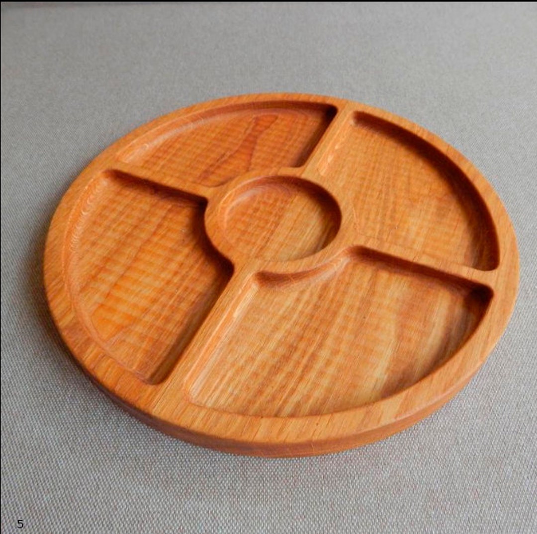 Wood Compartmental Dish Wooden Tray Snack Plate Wooden - Etsy