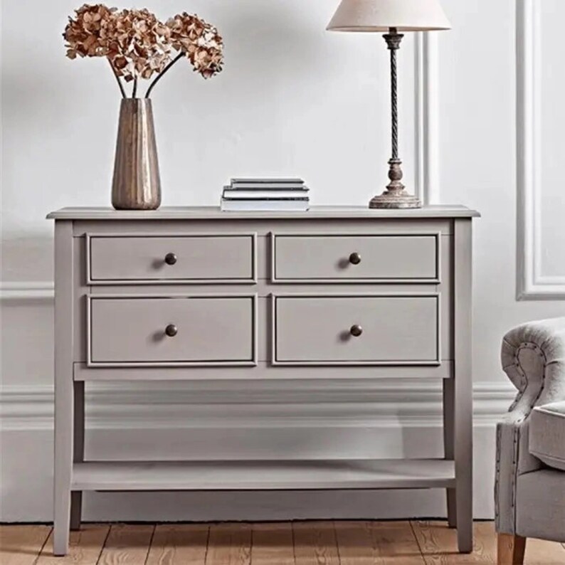 Solid Wood Console Table With Drawers Sideboard Table With - Etsy