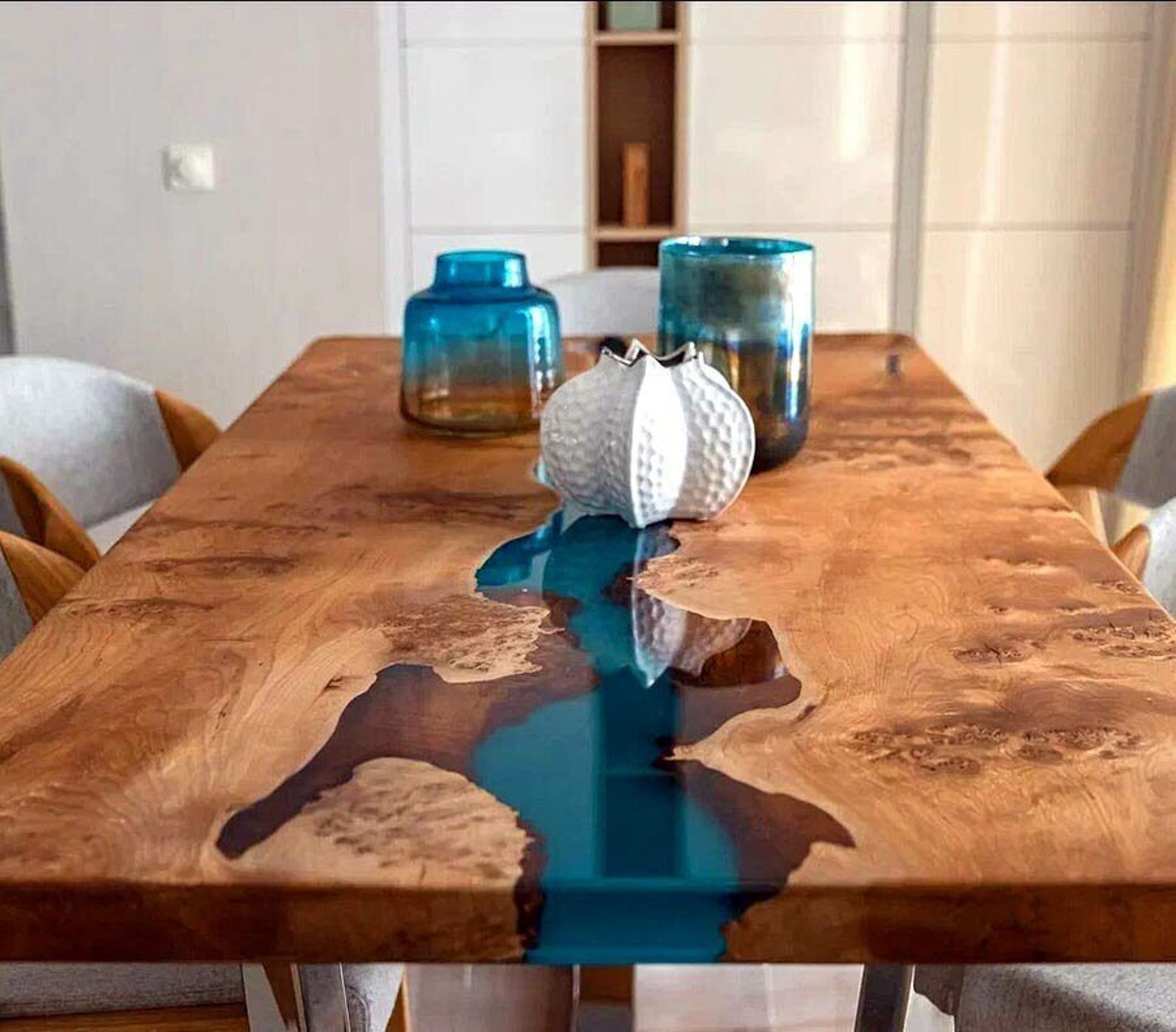 Wood Table With Epoxy Resin, Large Wooden Table, Epoxy Resin Large ...