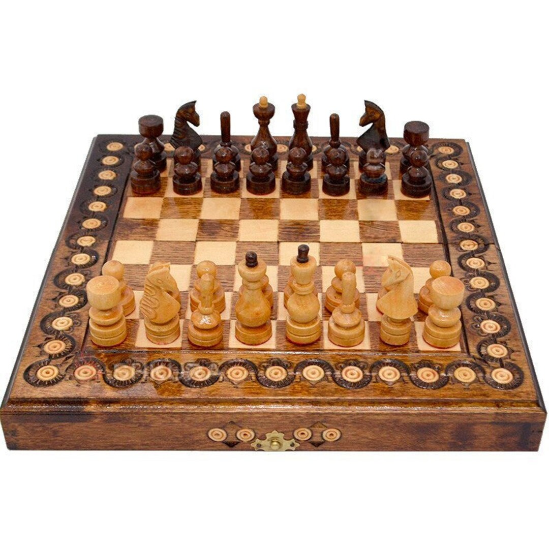 Wooden Chess Set, Board Games Sets Checkers / Backgammon / Wooden Chess ...