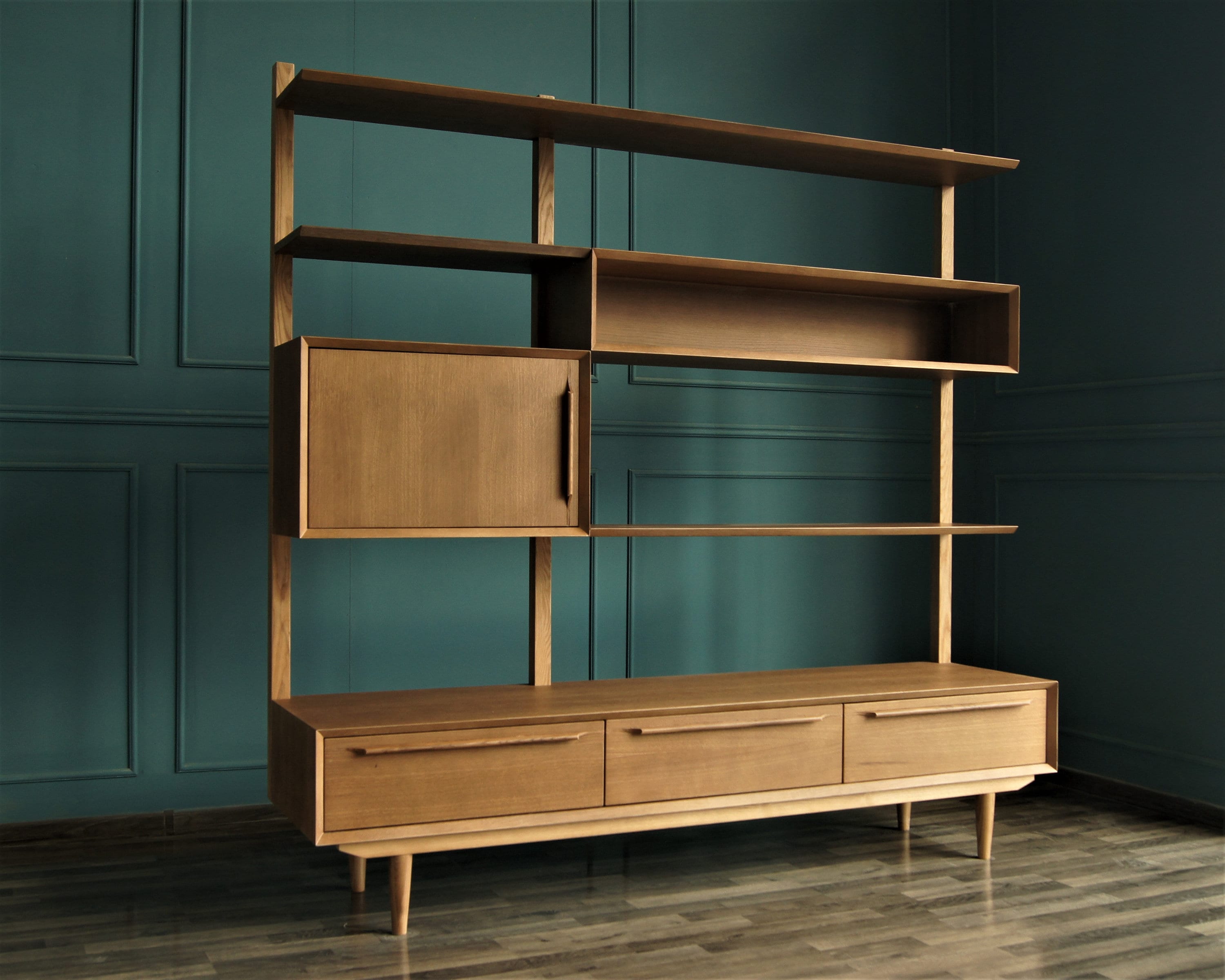 Scandinavian-style Wooden Shelving With Drawers - Etsy