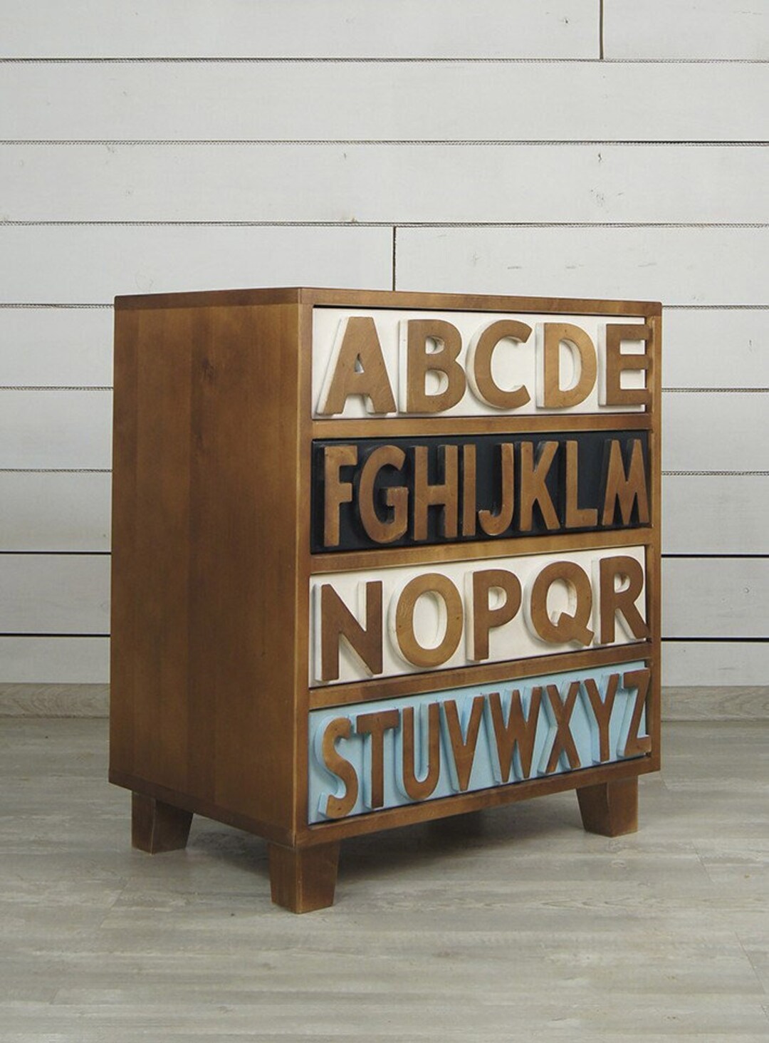 Letter Dresser, Alphabeto Birch Chest, Wooden Furniture Art, Customized ...