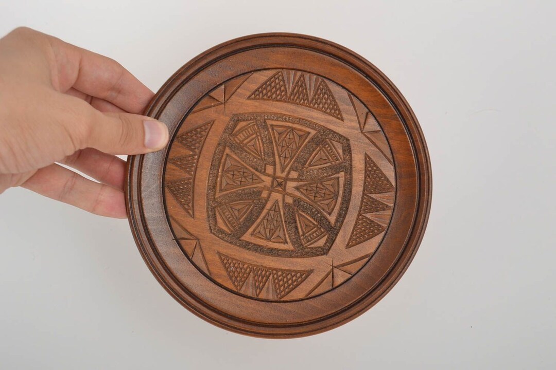 Wooden Carved Plate for Food, Hand Carved Wooden Plate, Wooden Plate ...