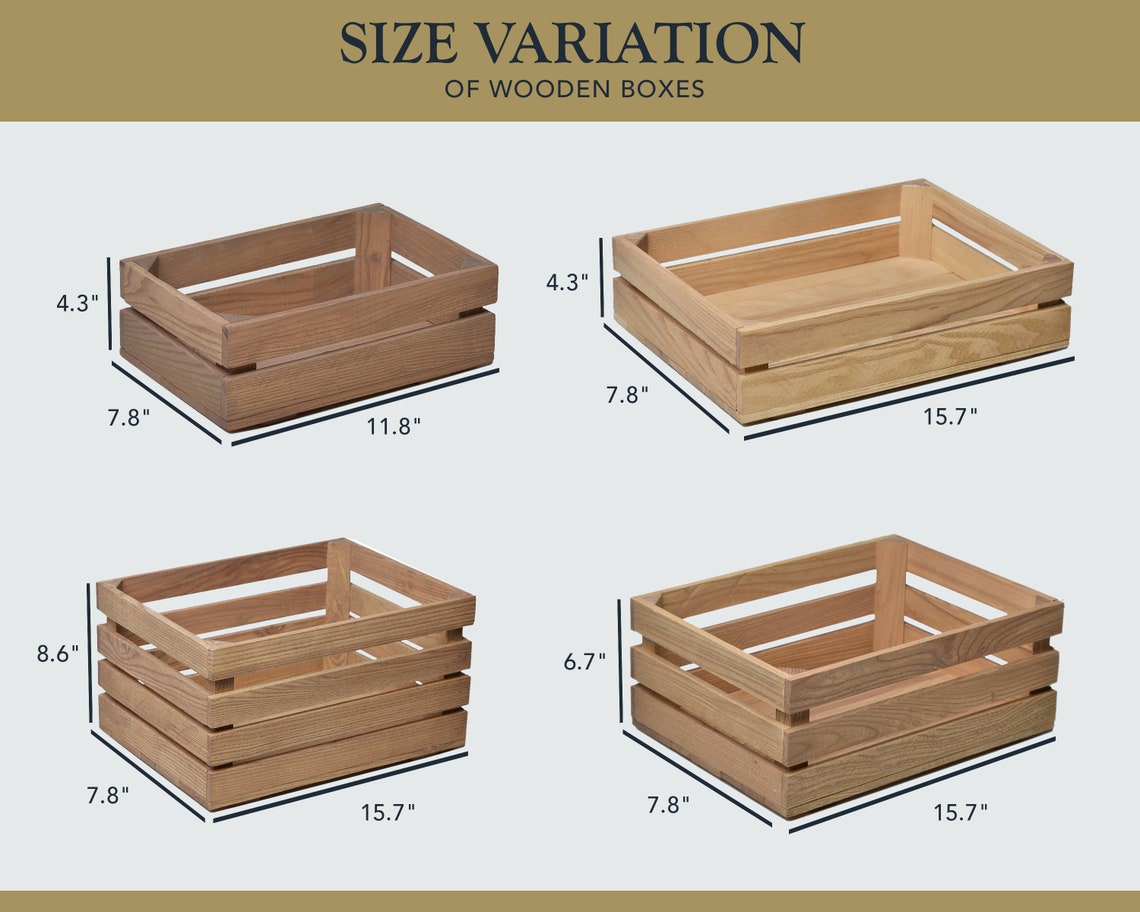 Stackable Oak Crate, Storage Rustic Wood Crate, Country Rustic ...