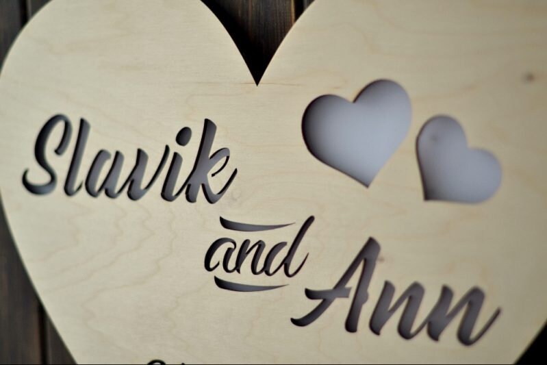 Personalized Heart Large Wooden Light Up Sign Heart With - Etsy