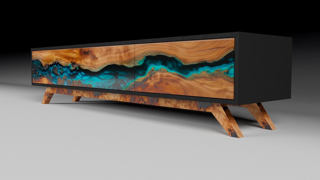 Uniq TV Stand Solid Wood, TV Console, Wooden Sideboard, Natural Wooden ...