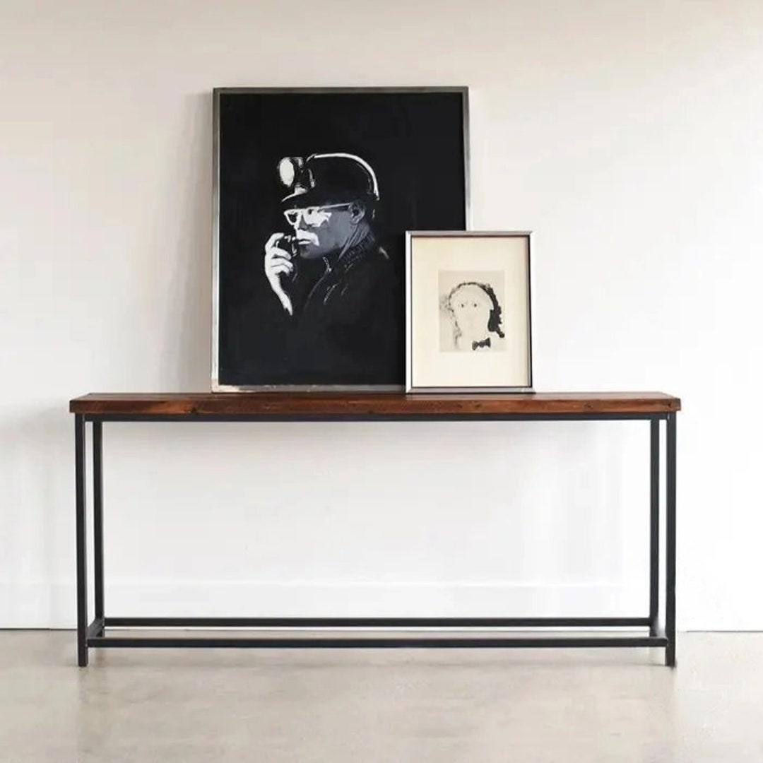 Narrow Console Table With Metal Table Legs, Wooden Console Table, Oak ...